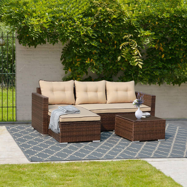 Ebern Designs Cromford 3 - Person Outdoor Seating Group with Cushions ...